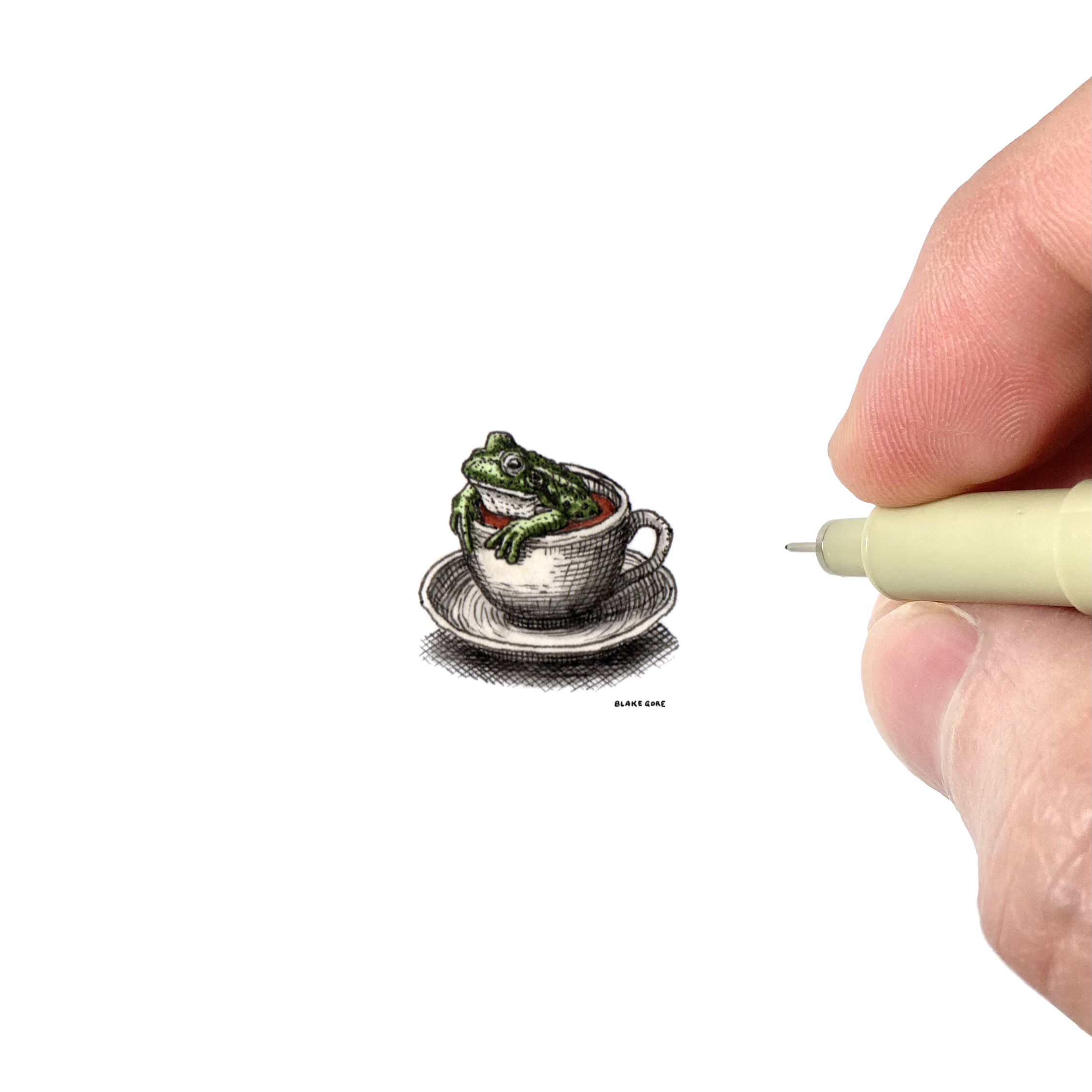 Teacup Frog, Miniature Artwork by Blake Gore – Blake Gore Miniature Art