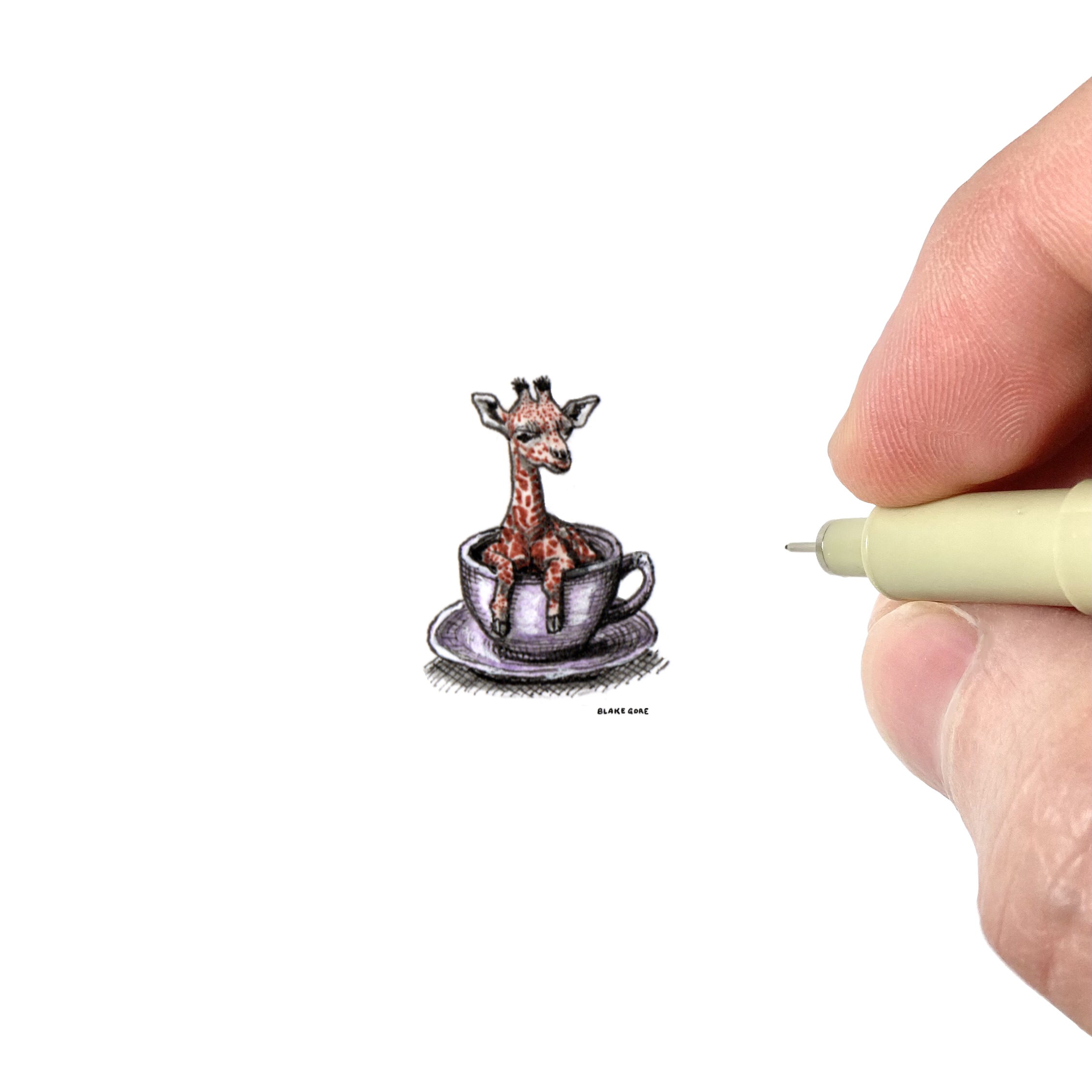 Teacup Giraffe, Miniature Artwork by Blake Gore – Blake Gore Miniature Art